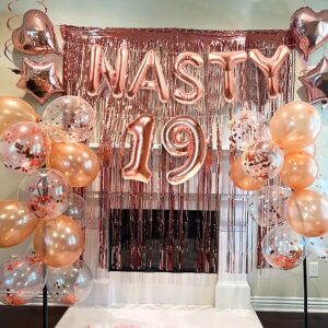 Rose Gold Nasty 19 Birthday Decoration Black Nineteenth birthday Decorations Nasty 19 Sign Funny Birthday Decoration Balloons 19 Years Old Theme Decor