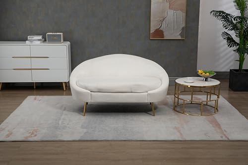 ZOBIDO Velvet Couch Modern Loveseat Sofa Twin Size Contemporary Sofas Upholstered Couch with Contemporary Velvet Upholstered Sofa Couch for Living Room and Bedroom(White)