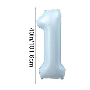 YFHVJTKO 40 Inch Baby Blue Number 1 Foil Balloons 1st Celebration Decorations for 1st Birthday Party Wedding Bridal Shower Engagement Photo Shoot Anniversary Decoration, (Baby Blue Number 1)