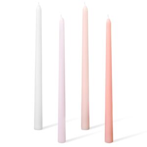 11.81'' 4pcs taper candles sticks, long tall thin candles unscented smokeless gradient color tapered candlesticks for table home dinner wedding festival (pink series)