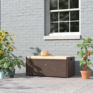 barton 60 gallon deck box, outdoor storage box with cushion, large outdoor container for patio furniture cushions, garden tools, pool accessories, waterproof and uv resistant