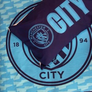 Character World Official Manchester City FC Single Duvet Cover Set, Crestcol Design | Blue Reversible 2 Sided Football Bedding Cover Official Merchandise Including Matching Pillow Case