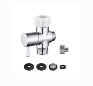 walkinginrain bidet t adapter with shut off valve,3 way t valve for bidet, brass t adapter for handheld toilet, 7/8"×7/8"×1/2" or 3/8"