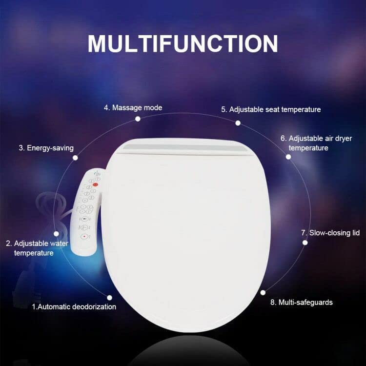 LIYUANJUN Heated Toilet Seat, 110V Electric Bidet with Water Inlet Tube Control Panel for Home Bathroom 0.55L/18.6oz Tank Capacity IPX4 Waterproof 4.92FT Long Power Cord