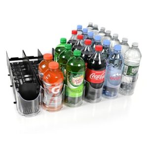 display technologies visi-fast spring-loaded beverage pusher-glides (pack of 6) - effortless beverage product presentation for 32oz/1ltr - 6-wide, 22" d' drink organizer ofor cans, bottles and more