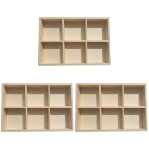 cabilock 3 pcs wooden 6-grid pigment storage box wooden storage box compartment storage six storage