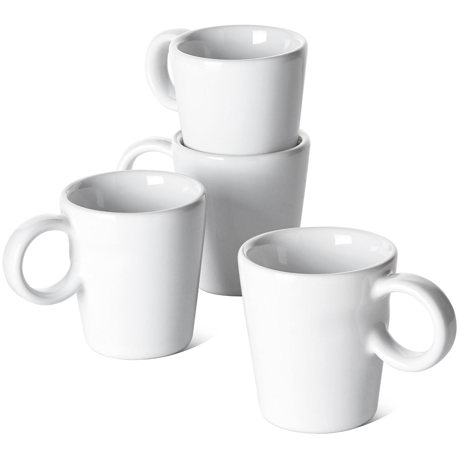 LE TAUCI 3 oz Espresso Cups, Ceramic Demitasse Cup, Mini Espresso Mugs for Home or Office, Stackable Expresso Shots Cup Perfect for Espresso Machine, Set of 4, White