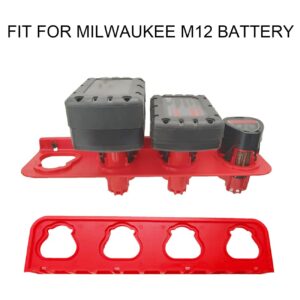 WOLGNKI Plastic Battery Organizer Mount Holder Fit for Milwaukee M18 M12 Battery 2 for 12V and 2 for 18V