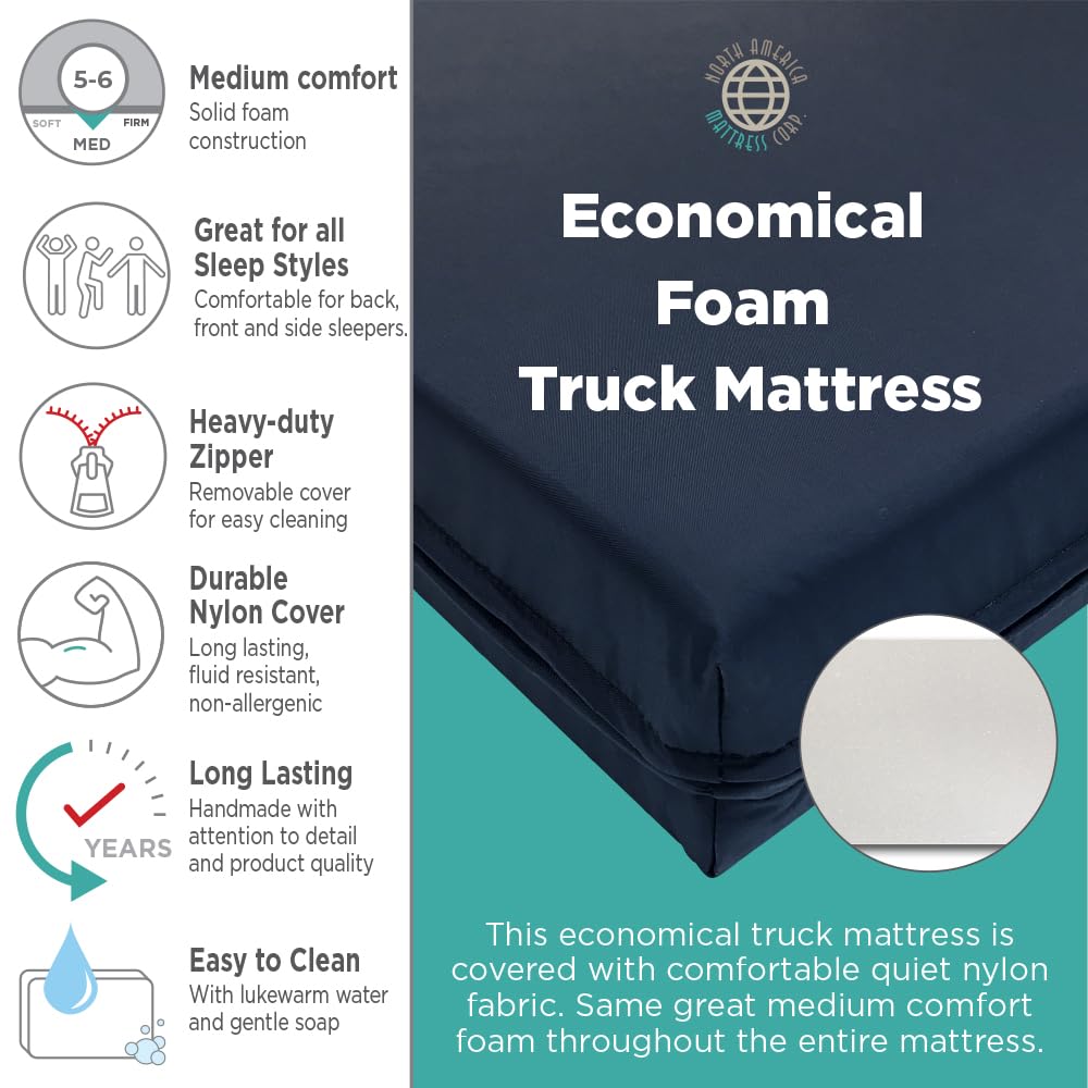 Everynight Road Deluxe - Dual Sided Economical Medium Comfort Foam Truck Mattress, 80" x 34" x 5"