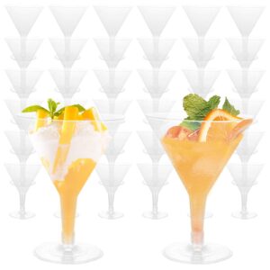 60pcs plastic martini glasses disposable margarita glasses 6.4oz plastic cocktail glasses clear coupe glasses party champagne glasses cups for weddings party bar, birthday, desserts, ice cream