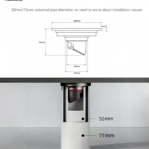 Brass Square Shower Drain with Matte Gray ，Removable Quadrato Pattern Grate & Upgrade Thread Adapter Shower Floor Drain Kit with Flange, Hair Strainer, Not Fit for Bathtub.