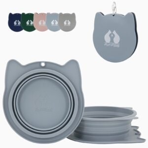 runrole 2-in-1 collapsible silicone dog travel bowls detachable pet food and water bowl set portable dog bowls pop up cat feeding watering dishes，20oz+27oz (slate blue)