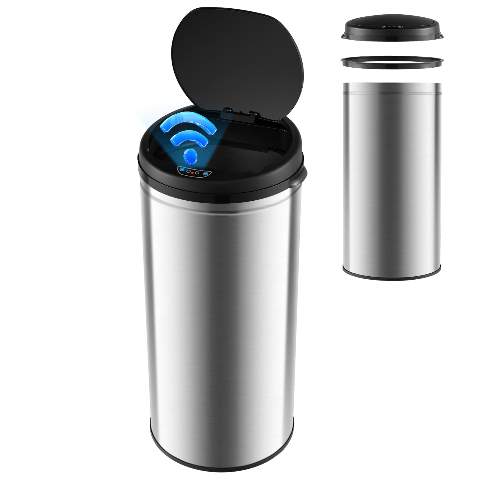 S AFSTAR Automatic Trash Can 8 Gallon 30 Litter, Motion Sensor Trash with Touch-Free & Stainless Steel Frame, Anti-Fingerprint Garbage Can Touch-Less Smart Trash Bin for Kitchen Bathroom Office