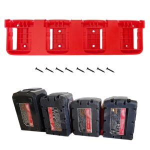 WOLGNKI Plastic Battery Organizer Mount Holder Fit for Milwaukee M18 M12 Battery 2 for 12V and 2 for 18V