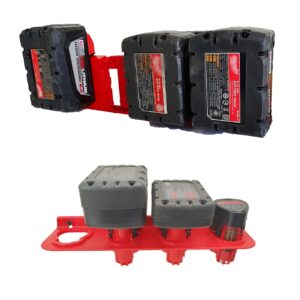 WOLGNKI Plastic Battery Organizer Mount Holder Fit for Milwaukee M18 M12 Battery 2 for 12V and 2 for 18V