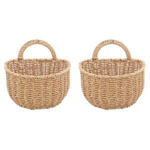 bestoyard 2pcs woven storage basket shelf basket sundries storage basket rattan wall outdoor pots hanging rattan basket baskets jute small storage basket wall flower basket bread flowers pp