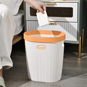 Trash Can, Bathroom Trash Can, Slim Plastic Garbage Can with Handle & Press Ring, Narrow Waste Basket, Trash Bins Waste Container for Bedroom, Bathroom, Kitchen, Office (White)