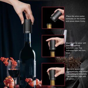 Ludkim Electric Wine Opener Set, All-in-One Wine Gift Set With Electric Aerator Dispenser, Automatic Electric Corkscrew, Automatic Saver Vaccum Pump, Foil Cutter and Gift Box