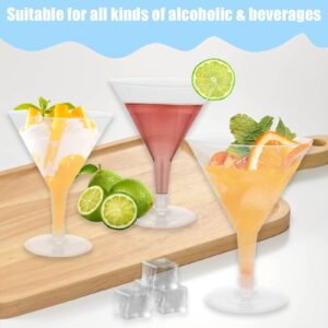 60Pcs Plastic Martini Glasses Disposable Margarita Glasses 6.4oz Plastic Cocktail Glasses Clear Coupe Glasses Party Champagne Glasses Cups for Weddings Party Bar, Birthday, Desserts, Ice Cream