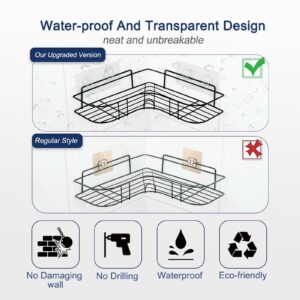 ORD OF SP Shower Caddy Adhesive Replacement, 4 Pack Strong Adhesive Shower Hooks, Water-proof Shower Adhesive Strips, No Drilling for Corner Shelf Basket, Bathroom Storage Shelves and Kitchen Racks