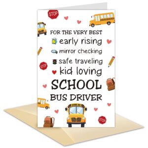 hippeny bus driver thank you card, school bus driver appreciate card, retirement gift for bus driver, end of year gift for bus driver