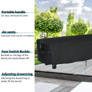 Kingling Outdoor Bench Cover Rectangle, Wood Bench Cover Waterproof Patio Bench Covers for Outdoor Furniture Long Chair Cover, 63" W x 15" D x 18" H