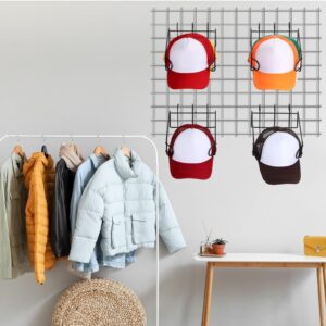 Yaocom 4 Pcs Gridwall Hat Display Rack, Metal Wire Retail Display Shelves Gridwall Organizer Accessories for Grid Panel Displaying Baseball Hats for Home Commercial, Black