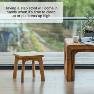 WOPPLXY Bamboo Wooden Foot Stool, 10 Inch Small Step Stools, Holds Up to 300lbs, Small Wood Stool for Kitchen Bathroom Bedroom