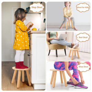 wingyz Wooden Step Stools for Kids, 10 Inch Solid Kids Chairs Perfect Matched Sensory Table, Multi-Purpose Children Sitting Stool for Playroom Bathroom (Natural, 1 Pack)