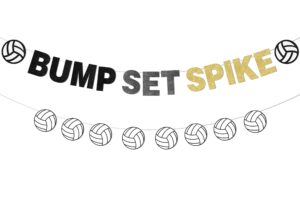 sursurprise volleyball party decorations, bump set spike banner, volleyball party banner for birthday baby shower sports party supplies