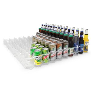 visi-slide 14/16oz soda beverage dispenser - gravity fed glide for angled shelves for coolers, commercial refrigerators, cold vaults (pack of 3) drink organizer for cans, bottles and more