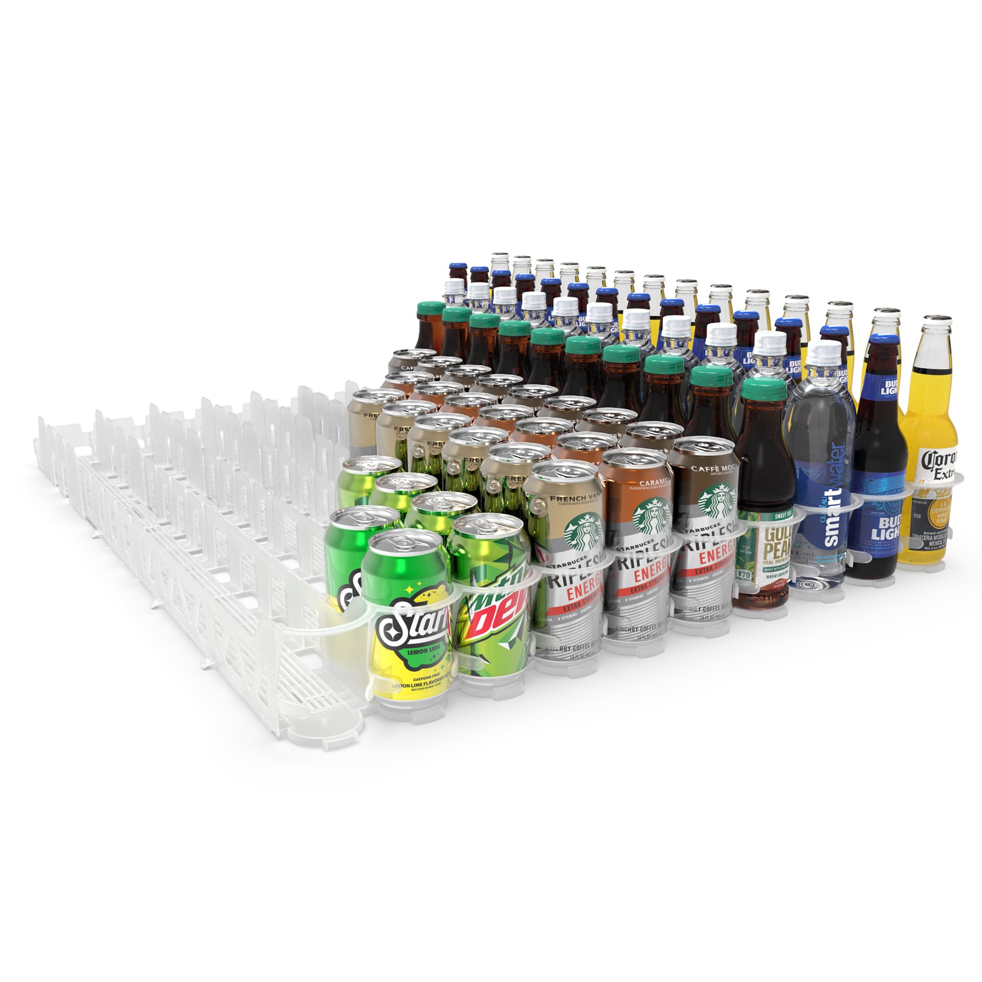 Visi-Slide 14/16oz Soda Beverage Dispenser - Gravity Fed Glide for Angled Shelves for Coolers, Commercial Refrigerators, Cold Vaults (Pack of 3) Drink Organizer for Cans, Bottles and More