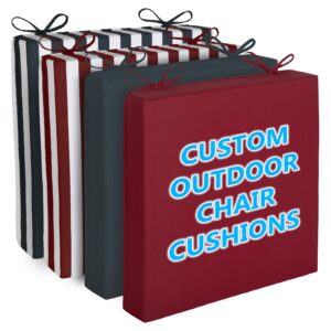 rofiejox custom waterproof chair cushions set of 2, outdoor deep seat cushions for patio furniture with handle & ties, custom size/color/fabric/non-slip buttom indoor sofa couch cushions, 70d foam