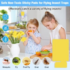 Flying Insect Trap Refill Kit, Indoor Plug-in Fly Trap Refill Yellow Sticky Glue Cards, Strong Adhesion Non-Toxic Easy to Use Sticky Trap Refill Kit for Flies, Gnats, Moths and Other Insects - 24 PCS