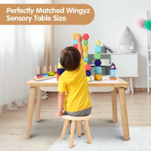 wingyz Wooden Step Stools for Kids, 10 Inch Solid Kids Chairs Perfect Matched Sensory Table, Multi-Purpose Children Sitting Stool for Playroom Bathroom (Natural, 1 Pack)