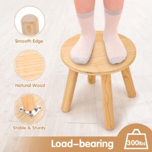 wingyz Wooden Step Stools for Kids, 10 Inch Solid Kids Chairs Perfect Matched Sensory Table, Multi-Purpose Children Sitting Stool for Playroom Bathroom (Natural, 1 Pack)