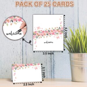 Butterfly Table Place Cards - 25PCS Tent Cards - Blush Pink Floral Butterfly Themed Food Lables - Name Place Cards for Table Setting - Name Cards for Birthday Party Baby Shower - Scored for Easy