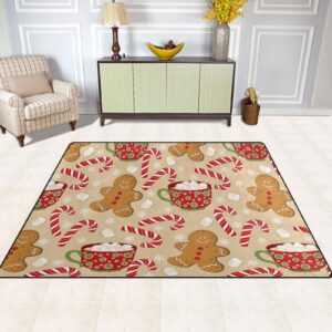 alaza christmas area rugs 5x7, gingerbread christmas area rugs for living room bedroom large