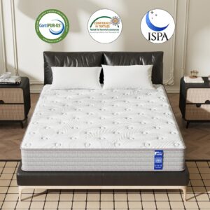 KOW 12 Inch Twin Mattress with Gel Memory Foam and Individually Pocket Innerspring Hybrid Medium Firm Twin Bed Mattress in a Box(12 in, Twin)