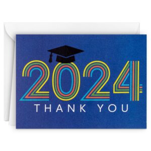 hallmark graduation thank you cards bulk, class of 2024, retro blue (40 thank you notes with envelopes)