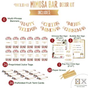 107Pcs Christmas Mimosa Bar Party Decorations Kit - Christmas Brunch Decorations, Indoor Christmas Party Decorations, Holiday Bridal Shower or Baby Shower, Bar Cart Decor, Christmas Mimosa Bar Sign