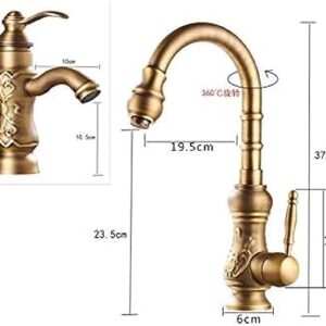 Kitchen & Bath Fixtures Taps Faucet,Full Copper Carved Rotating Faucet Retro EuropUPC Style Basin Faucet, C,B