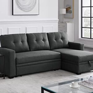 Devion Furniture Crystals Sleeper Sofa, Dark Gray