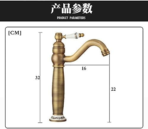 Kitchen & Bath Fixtures Taps Faucet,All-Copper Antique Above Counter Basin Faucet Blue and White Porcelain Hot and Cold Water Mixing Faucet, Gold,Gold