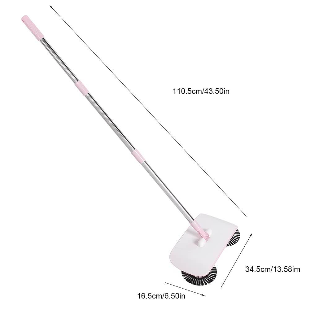 Household Hand Push Sweeper Sweeping Machine Mop Broom Dustpan Floor Cleaning Tools with Large Capacity Dust Box for Home (Pink)