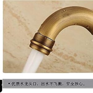 Kitchen & Bath Fixtures Taps Faucet,All-Copper Antique Above Counter Basin Faucet Blue and White Porcelain Hot and Cold Water Mixing Faucet, Gold,Gold