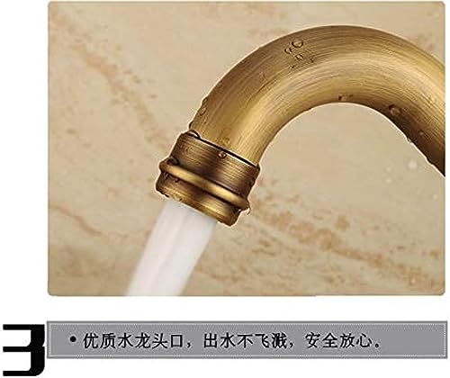 Kitchen & Bath Fixtures Taps Faucet,All-Copper Antique Above Counter Basin Faucet Blue and White Porcelain Hot and Cold Water Mixing Faucet, Gold,Gold