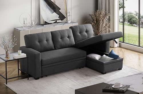 Devion Furniture Crystals Sleeper Sofa, Dark Gray