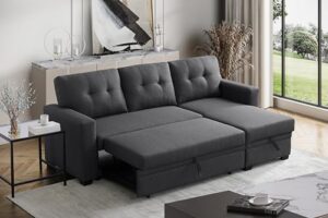 devion furniture crystals sleeper sofa, dark gray