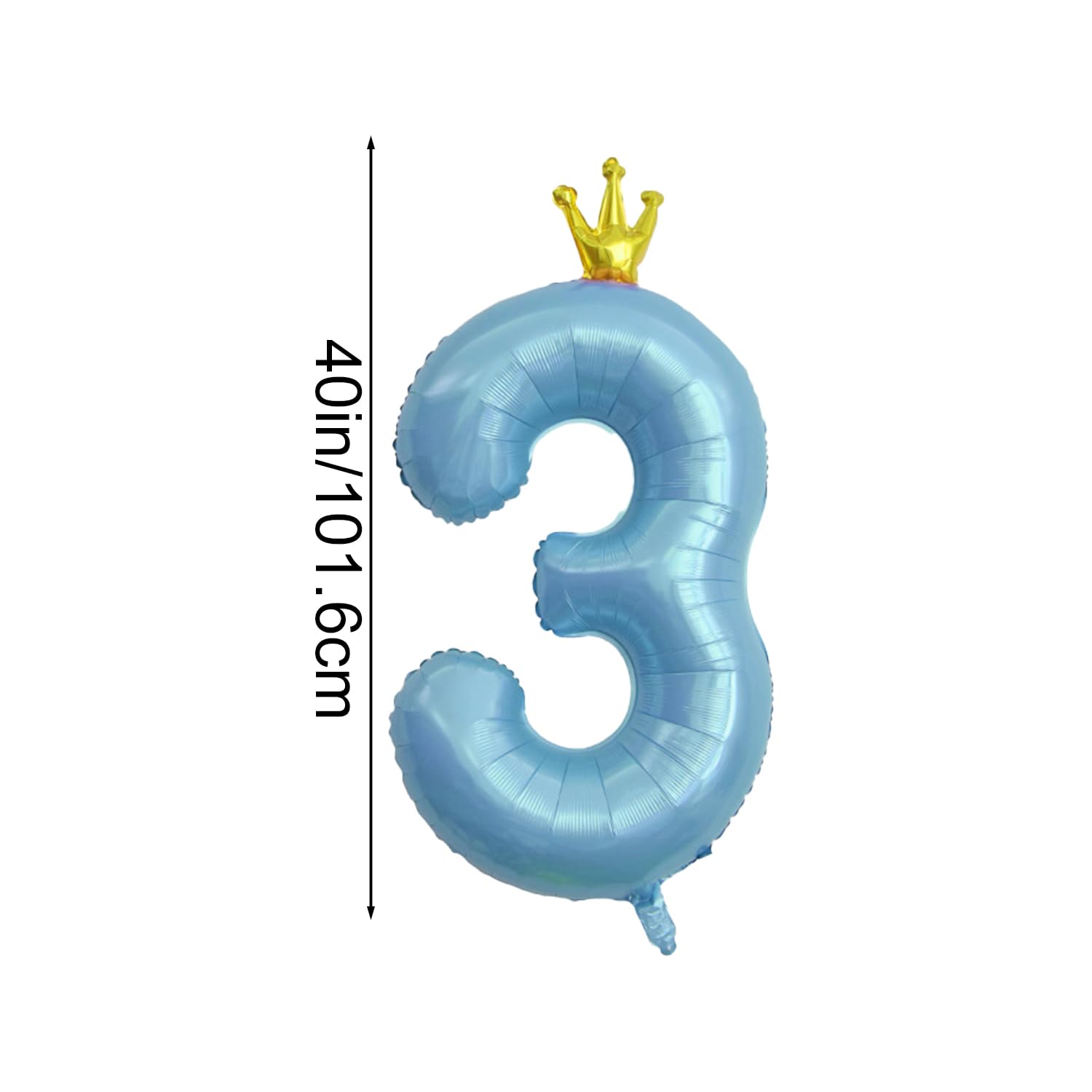 YFHVJTKO 40 Inch Baby Blue Number 3 Conjoined Crown Balloon,3rd Celebration Decorations for Happy 3rd Birthday Party Wedding Bridal Shower Engagement Photo Shoot Anniversary Decoration (Blue Number 3)